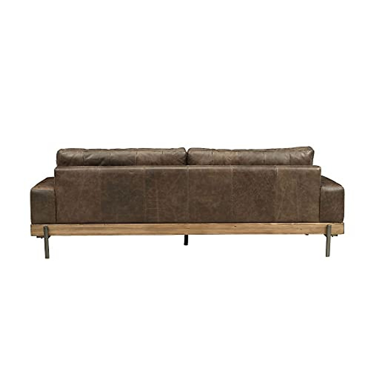ACME Sofa Oak & Distress Chocolate Top Grain Leather