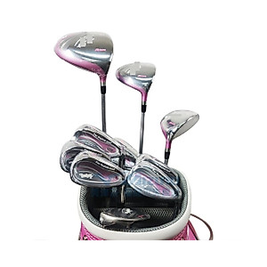 ENEMO New Women Compatible with Golf Clubs Efil Compelete Set of Driver 3 5 Wood Irons Bag L Flex Graphite Shaft No Bag (Color : Purple with Bag)