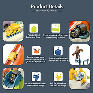 Ferthor Fun Car Rescue Adventure Toys Kids Car Toys for Boys Race Tracks for Toddler Zoo Ramp Vehicle Race Car Game Educational Kids Toys for 3 4 5 6 Year Old Boys（3 Mini Cars）