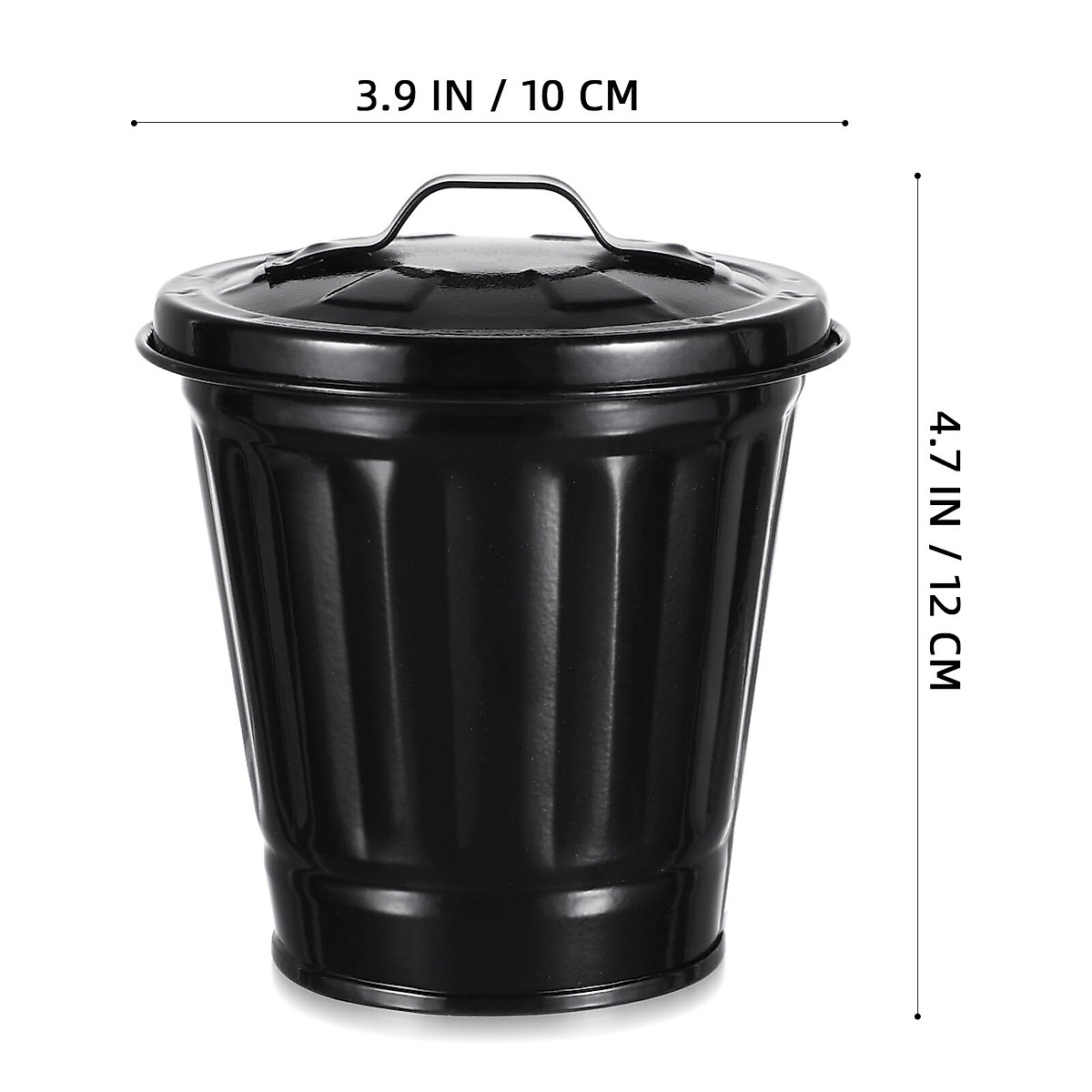 MAGICLULU Mini Galvanized Trash Can Metal Bucket with Lid Tabletop Small Wastebasket Tiny Rubbish Bin Flower Pot Cute Pen Cup Holder for Makeup Brush Coin Black