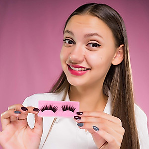 Blulu 50 Packs Minifalse Eyelash Storage Box Empty False Eyelash Care Storage Case Box Container Holder Plastic Lash Cases Makeup Organizer (Pink)