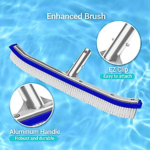 Aiper 4 in 1 Swimming Pool Cleaning Kit, Pool Brush, Pool Vacuum Head, Skimmer Leaf Net, Pool Dispenser, Perfect for Above-Ground/In-ground Pools, Fountains, Walls, Tiles & Floors (Pole NOT Included)