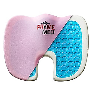 Memory Foam Seat Cushion - No-Slip Bottom - Gel & Memory Foam Coccyx Cushion for Tailbone - Used for Office Chairs Car Seat Cushion - Sciatica & Back Pain Relief - (Light Pink) 1 Count