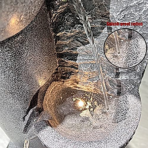 SERBILHOME Water 4-Tier Pots Fountain Outdoor 39.76" Modern Contemporary Design Fountain with LED Lights Waterfall Fountain for Garden,Office,Yard, Floor Patio, Backyard Art Home Art Decor