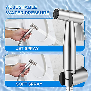 Prime Years Handheld Bidet Sprayer for Toilet with Brass T-Valve, Adjustable Water Pressure, Stainless Steel Made Bathroom Bidet Sprayer Set, Used for Toilet Wash, Feminine Wash, Baby and Pet Wash