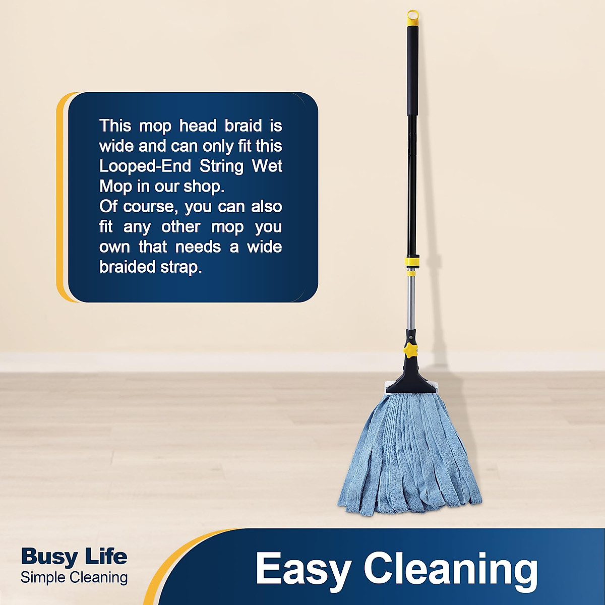 Yocada Looped-End Microfiber Cloth Mop Replacement Head Refill Heavy Duty Microfiber Commercial Industrial Grade Floor Cleaning 3PCS