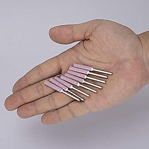 OIIKI 8 Pack Burr Grinding Stone File, Chainsaw Sharpener 7/32Inch 5.5mm (Pink)
