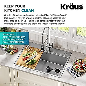 Kraus KWD100-75MBL WasteGuard Continuous Feed Garbage Disposal with 3/4 Horsepower Ultra-Quiet Motor for Kitchen Sinks with Power Cord and Flange Included, 15.25 inch, Black