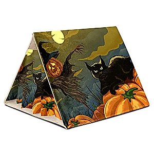 RATGDN Small Pet Hideout Scary Halloween Pumpkin Hamster House Guinea Pig Playhouse for Dwarf Rabbits Hedgehogs Chinchillas