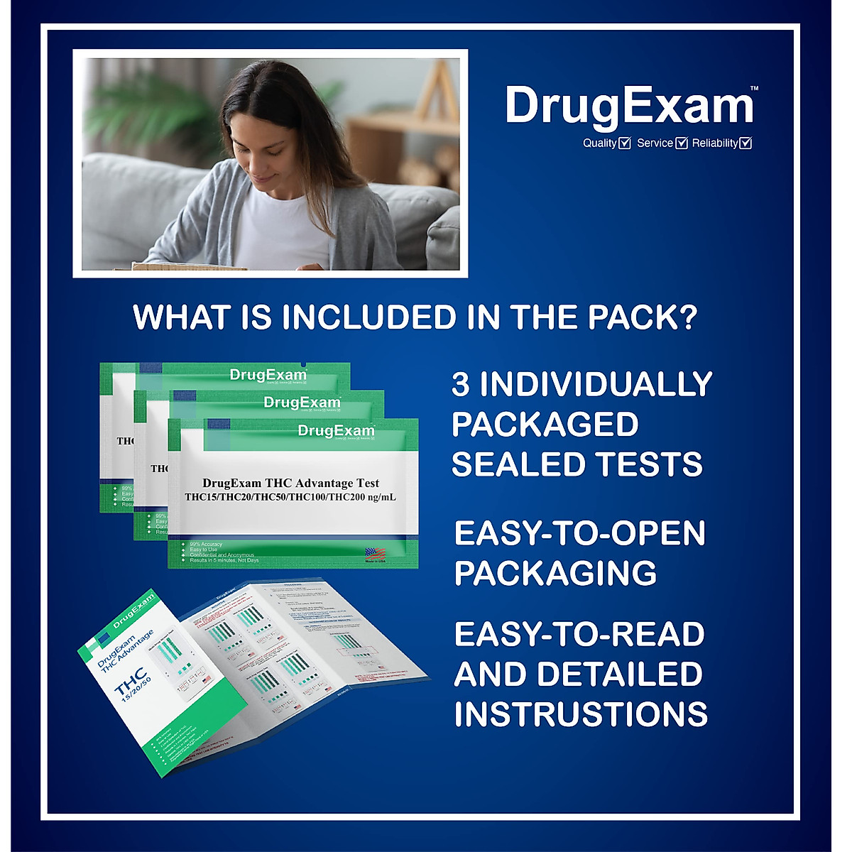 3 Pack - DrugExam THC Advantage Made in USA Multi Level Marijuana Home Urine Test Kit.Highly Sensitive THC 5 Level Drug Test Kit. Detects at 15 ng/mL, 20 ng/mL, 50 ng/mL, 100 ng/mL and 200 ng/mL (3)