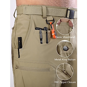Shallowlulu Mens Cargo Hiking Shorts Water Resistant Quick Dry Lightweight Breathable Tactical Shorts with Nylon Belt(Mud 34W/10L)
