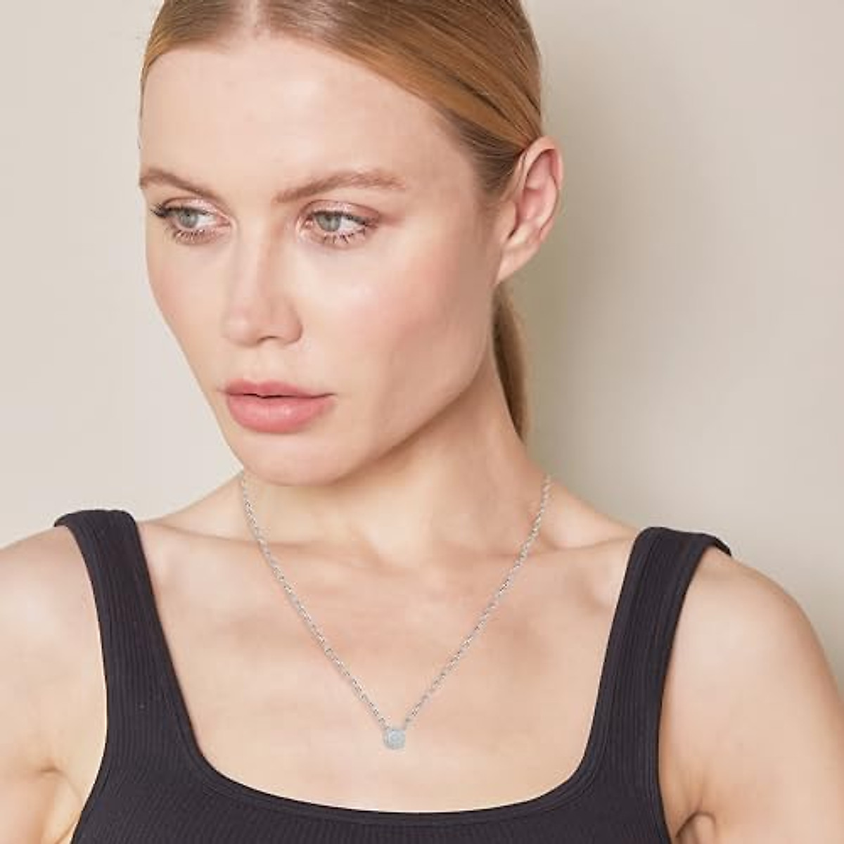 1/2 Carat Diamond Necklaces for Women | Round Cut Natural Diamond Cushion Halo Pendant | Sterling Silver Necklace | Fine Jewelry for Her | Gift Box Included