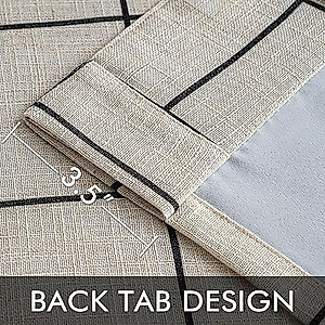 MIULEE Plaid Blackout Curtain - Thick Linen Curtain with White Liner, Farmhouse Checkered Gingham Pattern Window Drape Back Tab & Rod Pocket for Living Room Bedroom, Black, W52 x L96 inches, 1 Panel