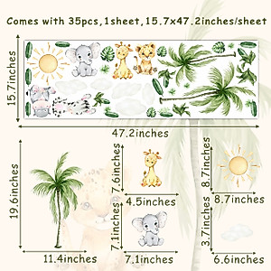 Cartoon Tree Animal Wall Stickers Safari Jungle Animal Wall Decals Cute Animal Wall Stickers Jungle Tree Wall Decals Zoo Animal Wall Stickers for Baby Room Nursery Living Room