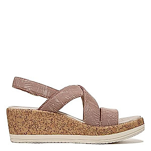 BZees Womens Radiant Cork Wedge Strappy Sandal Biscotti Brown Palm Leaf 6 M