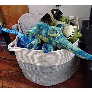 Design XXXLarge 84L Cotton Rope Basket, 22" x 14" Woven Baby Laundry Blanket Basket,Baby and Dog Toy Basket with Handle Storage, Comforter Cushions Thread Laundry Hamper