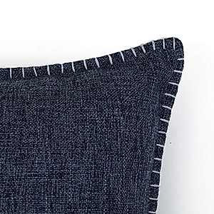 Thro by Marlo Lorenz Georgetown Chunky Weave Whipstitch Square, Set of 2 Throw Pillow, Denim Blue