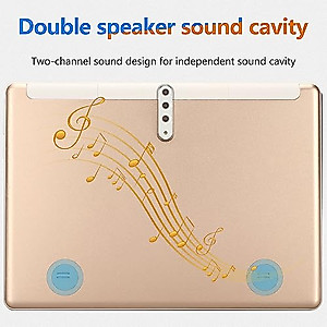 ciciglow 10 Inch Tablet, Tablet PC 3GB RAM 32GB ROM 2.0GHz Octa Core CPU, 5G WiFi Gold Tablet IPS Display 3 Card Slots 6000mAh 100‑240V (US Plug)