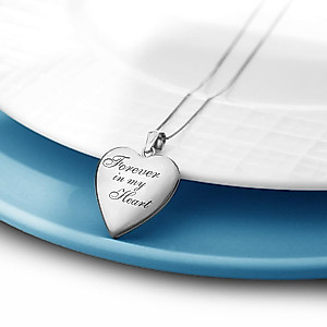 PicturesOnGold Forever in My Heart Locket Necklace for Women That Hold Pictures in Personalized Sterling Silver (Locket + 2 Photos + Engraving).