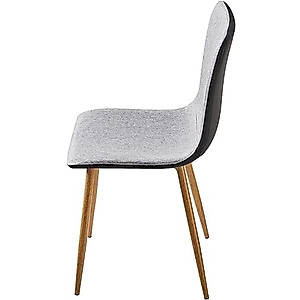 FurnitureR Scandinavian Dining Chairs Set of 4,Side Chairs with Comfy Fabric Cushion PU Back and Sturdy Oak Legs, Accent Chairs for Kitchen Living Dining Room Waiting Room,Grey