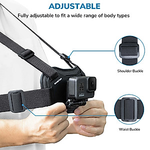 Sametop Chest Mount Harness Chesty Strap Compatible with GoPro Hero 12 11 10 9 8 7 6 5 Session AKASO DJI Osmo Action Cameras - Balance Stability and Comfort Performance
