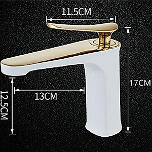 JBQ Bathroom Faucets Bathroom Sink Faucet Bathroom Vanity Faucet Solid Brass Sink Faucet Hot and Cold Single Handle countertop Mounted Toilet Crane Faucet (Color : White Gold)