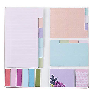 Floral Sticky Notes Set, Office Supplies for Women, Cute School Supplies, Colored Divider Self-Stick Notes Pads Bundle, Large and Small Sticky Notes Set Colored Divider Sticky Notes, Flower Theme Desi