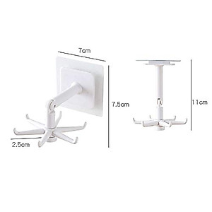 360° Rotating Folding Hook,Self-Adhesive 180°Vertical Flip Waterproof Utility Hook for Home Kitchen Bathroom Towel Office Sticky Wall Hook, Damage-Free No Drilling (White)