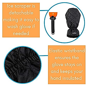 BIRDROCK HOME Ice Scraper and Breaker Combo for Car Windshield & Windows | Water Resistant & Large Padded Glove | Wide 4" Blade | Non-Scratch | Tough ABS Plastic
