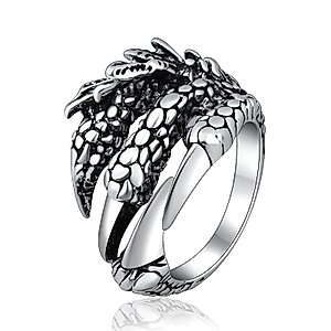 Women'S 925 Sterling Silver Ring, Vintage Dragon Claw Animal Ring, Party Ring 1