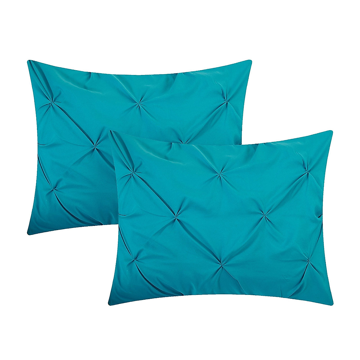 Chic Home 8 Piece Daya Pinch Pleated, Ruffled and Pleated Complete Queen Bed in a Bag Duvet Set Turquoise with White Sheets Included