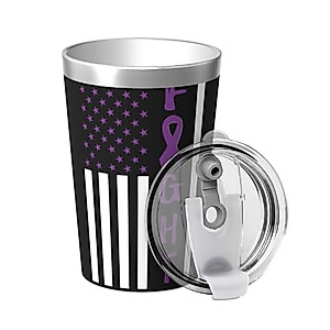 12oz Tumbler Breast Cancer Warrior Support Squad Alzheimer'S Awareness Stainless Steel Cup With Straw And Lid Spill Proof Bulk Double Wall Vacuum Reusable Water Tumblers For Cold Hot Drink