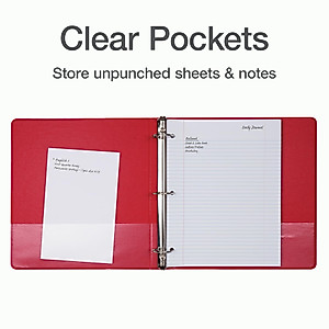 Cardinal 3 Ring Binders, 1.5 Inch, Round Rings, Holds 350 Sheets, ClearVue Presentation View, Non-Stick, Assorted Bright Colors, 6 Pack (79557)