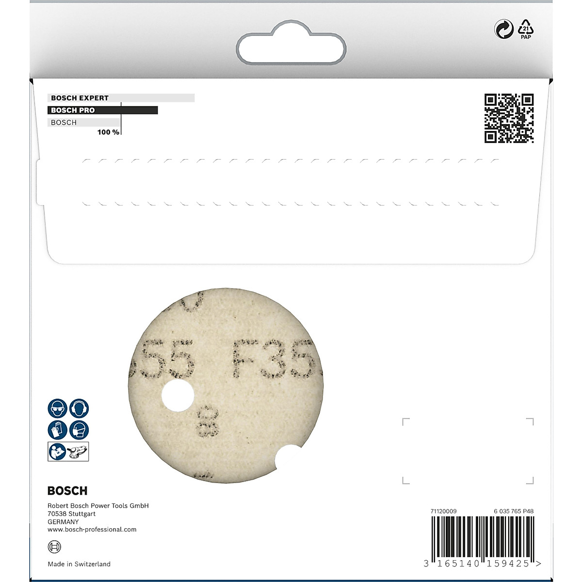 Bosch 2608605124 F355 Sanding Discs for Stone, Velcro Type, 6 Hole, 150mm, P80 Grit, Black, Pack of 5