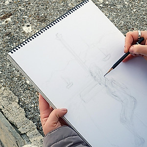 Cabreche Cute Sketchbook Top Spiral Bound Sketch Pad 9 x 12 inch,100GSM Thick Paper 50 Sheets 100 Pages,Art Sketch Book Aesthetic Writing Drawing Paper for Girls Women Face-Black Pink