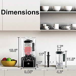 Senlee Professional Commercial Blender for Kitchen with Soundproof Shield, 2200W, 80oz, 15 Speeds, Professional-Grade Power, Quiet Countertop Blender for Smoothies, Self-Cleaning, Black