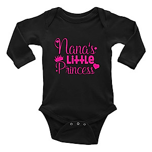 Nana's Little Princess Girls Pink Cute Long Sleeve Bodysuit Girl Baby Clothes Creeper