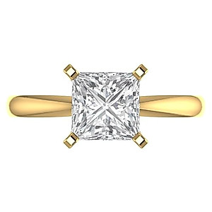 Clara Pucci 2ct Princess Cut Custom Engraving Moissanite Engagement Wedding Solitaire W/Accent Ring 18K Yellow Gold for Women Size 3.5