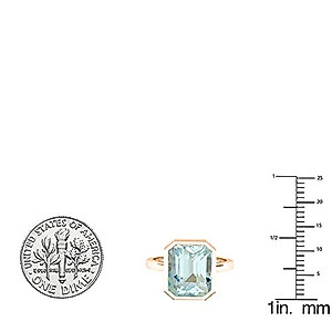 Dazzlingrock Collection 10K 11X9 MM Emerald Aquamarine Ladies Bezel Set Solitaire Engagement Ring, Rose Gold, Size 5