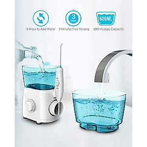 Water Flosser for Braces Teeth Cleaning, 600ML Teeth Cleaner, Professional Electric Dental Oral Irrigator with 10 Water Pressure Levels, 7 Jet Tips
