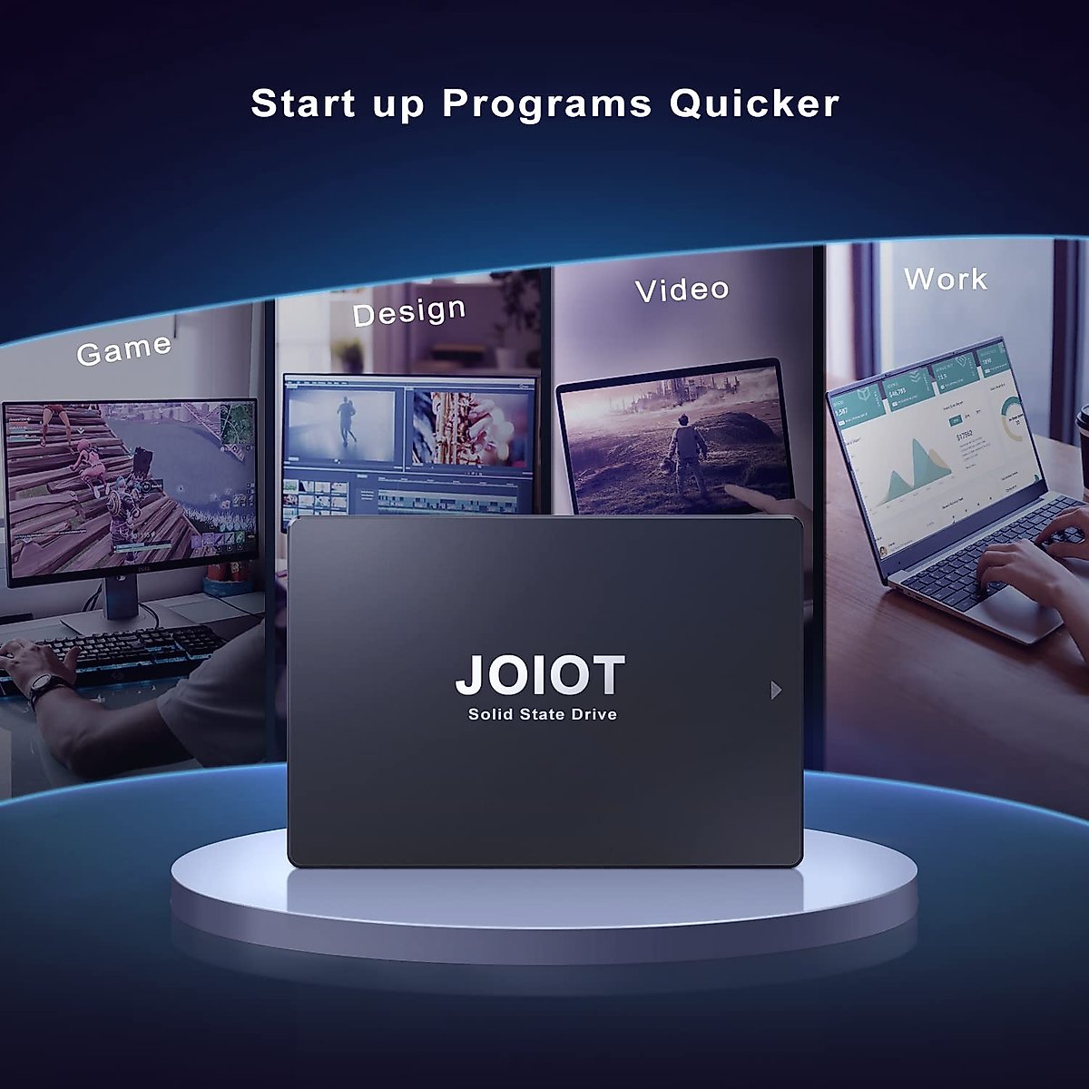 JOIOT 1TB SSD Internal Solid State Hard Drive, 3D NAND 2.5inch SATA III Internal SSD, Up to 550MB/s, Upgraded Performance for PC Laptop Game Creation