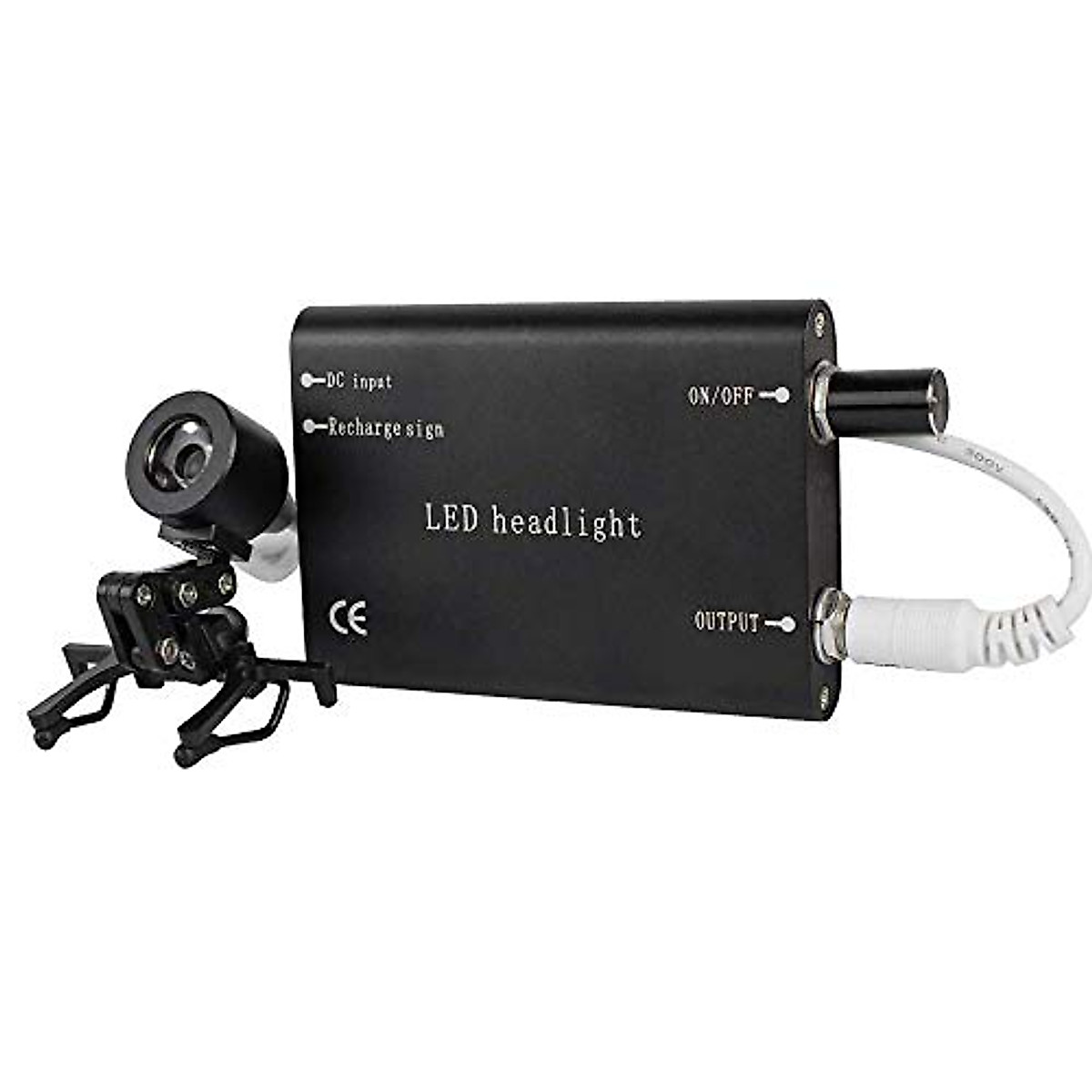 CARESHINE Portable Dental Headlight， Black LED Head Lamp for Surgical Medical Binocular Loupes with Protection Case