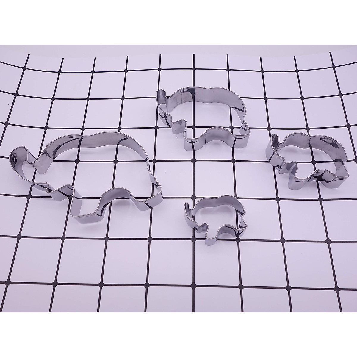 Elephant Cookie Cutter Set of 4 Counts Animal Biscuit Cutter Baby Shower Press Cookie Molds Stainless Steel Metal Fondant Cutter (Elephant Cookie Cutter)