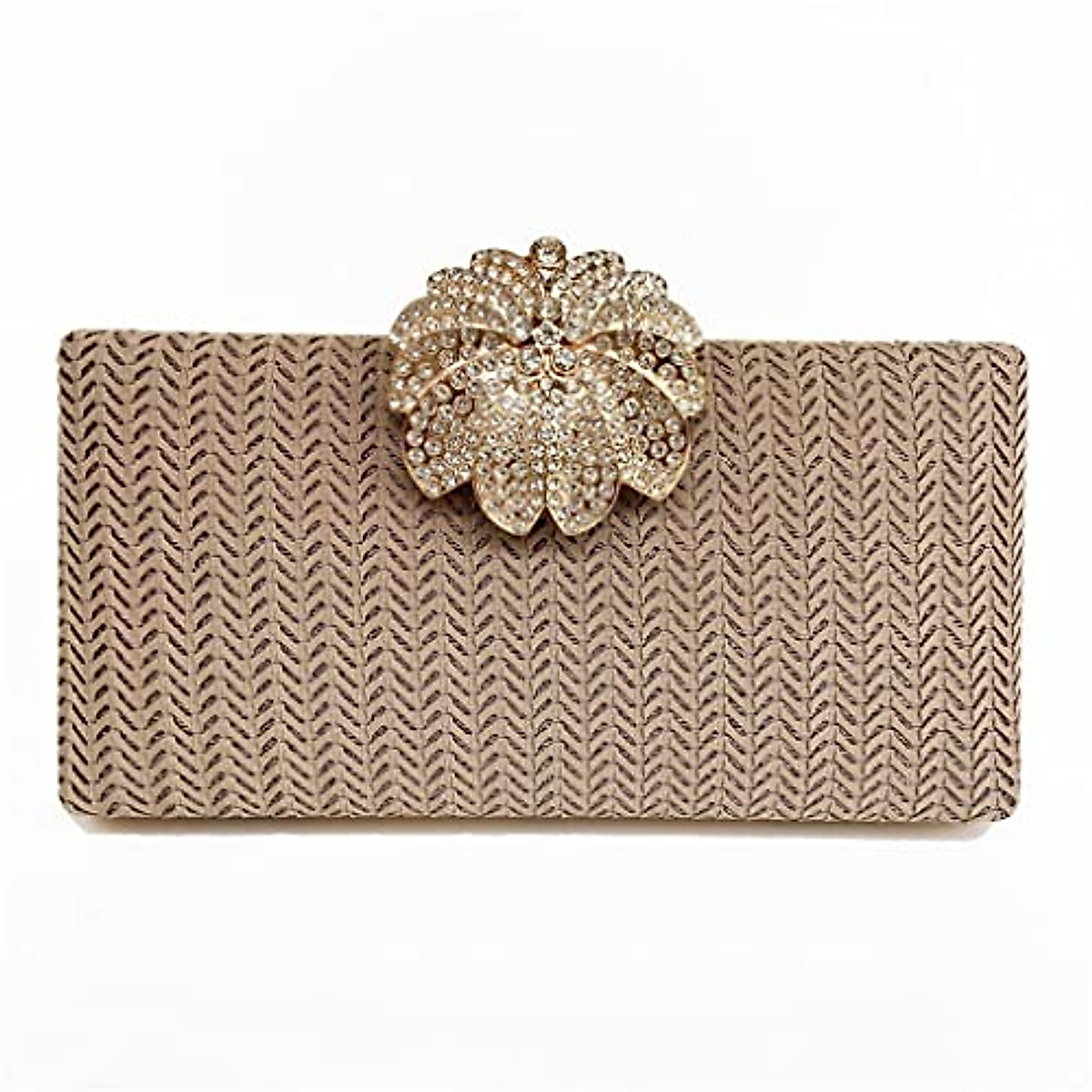 SEIJY Knitted Fashion Lady Handbags with Flower Metal Diamonds Evening Bags Golden Chain Party Holder Clutch (Color : Black, Size : 1)