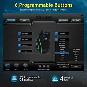 CHONCHOW Gaming Mouse Wired PC Gaming Mice with Backlit 4 Adjustable DPI Up to 7200 and 6 Programmable Buttons Ergonomic Design,USB Optical Computer Mouse for Desktop PC Laptop Gamer & Worker- Black