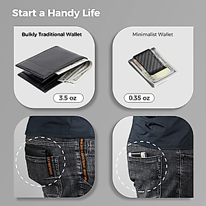 MONOCARBON Carbon-Fiber-Money-Clip-for-Men, Minimalist-Money-Holder for Cash, High Elastic Carbon-Fiber-Wallet, Slim and Durable (Twill Matte Black)