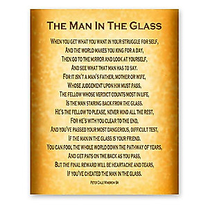 The Man in the Glass Poem by Peter Dale Wimbrow Sr Inspirational Home Decor Office Dad Grad Gift 8x10 Print (Blue)