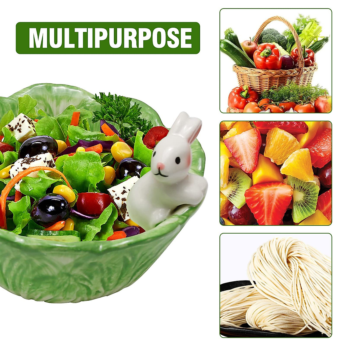 LIDSCURA Easter Ceramic Rabbit Bowl, Cabbage with Rabbit Shaped Ceramic Bowls, Rice Salad Soup Candy Ice Cream Bowls, Best Kitchen Household Cooking Gifts