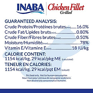 INABA Natural, Premium Hand-Cut Grilled Chicken Fillet Cat Treats/Topper/Complement with Vitamin E and Green Tea Extract, 0.9 Ounces Each, Pack of 10, Variety Pack