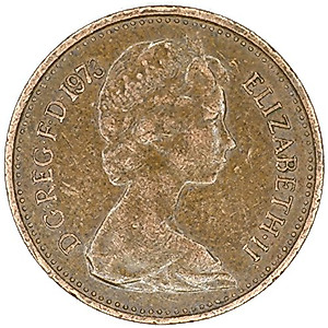 1973 No Mint Mark Great Britain 1/2 New Penny Seller Good